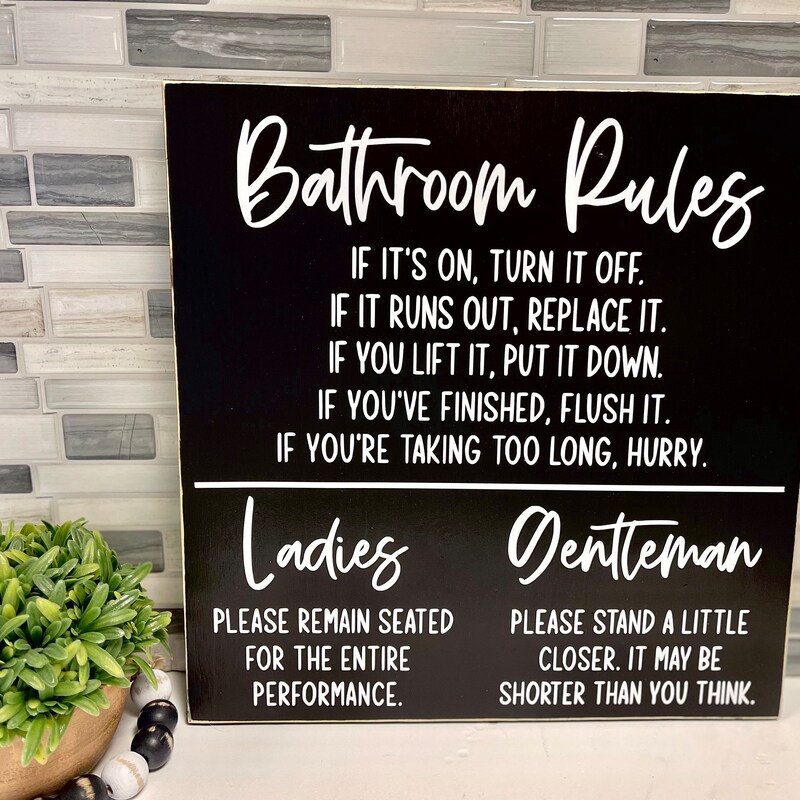 Bathroom Rules Sign - Etsy