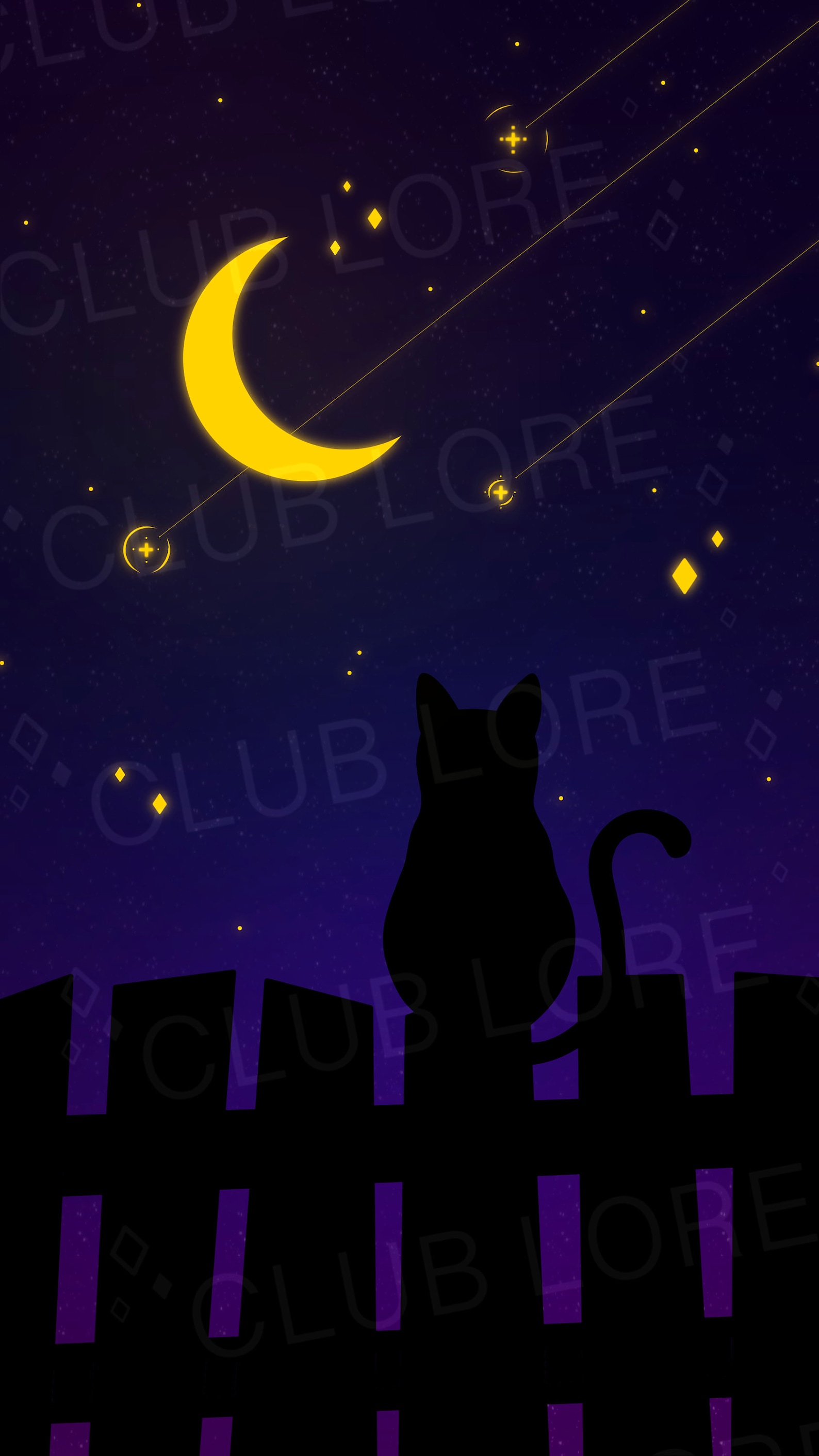 Starry Cat | Night Sky | Moon & Stars | Smartphone Wallpaper | iPhone ...