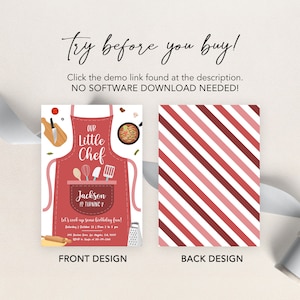 EDITABLE Cooking Birthday Invitation, Red Kitchen Party Invite, Our ...