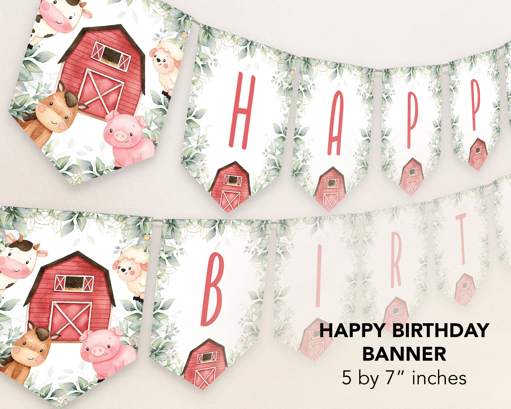 EDITABLE Farm Happy Birthday Banner Ranch Animals Birthday - Etsy Australia