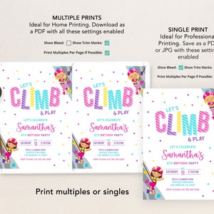 Rock Climbing Birthday Invitation, Editable Indoor Climbing Party ...