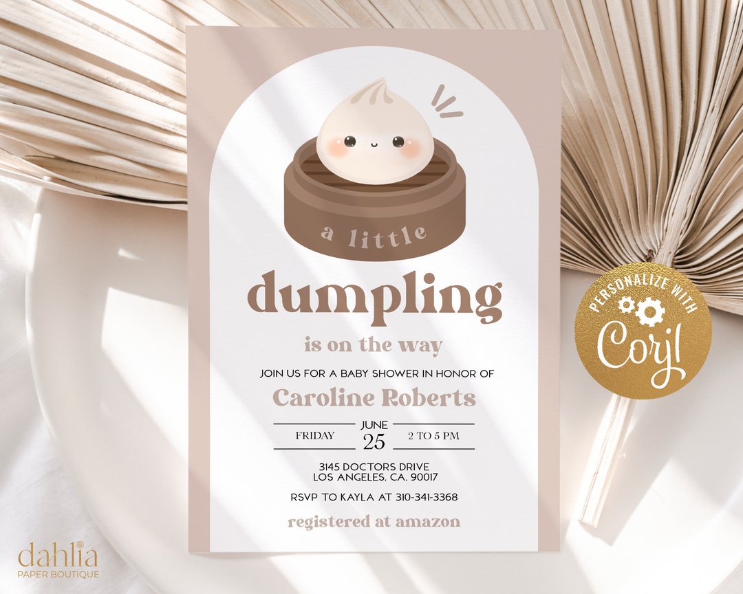 EDITABLE Little Dumpling is on the Way Baby Shower Invitation, Modern ...
