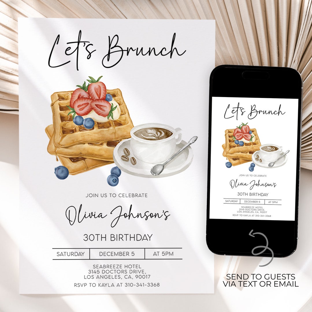 Let's Brunch Invitation, Editable Birthday Brunch Template, Adult Party ...