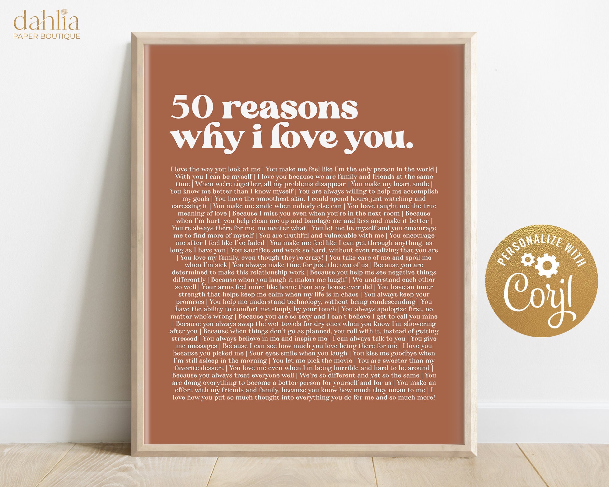 EDITABLE Reasons Why I Love You Template Printable Sign Gift | Etsy