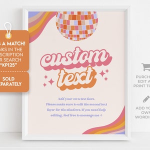 Thank You for Coming Gift Tag, Editable Disco Party Favor, Retro Groovy ...