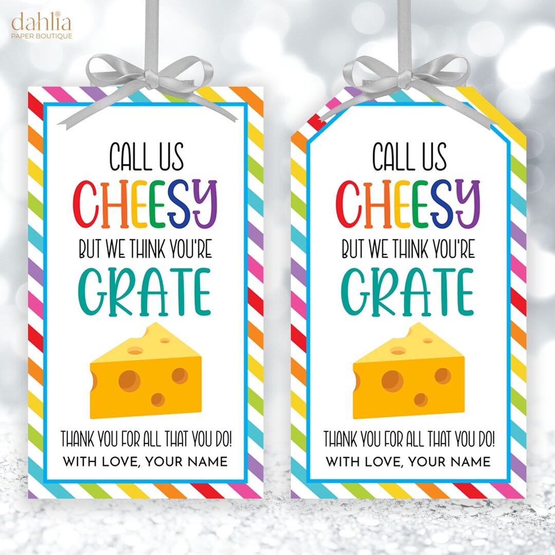 Editable Cheesy Favor Tags, Appreciation Week Gift Tag Template ...