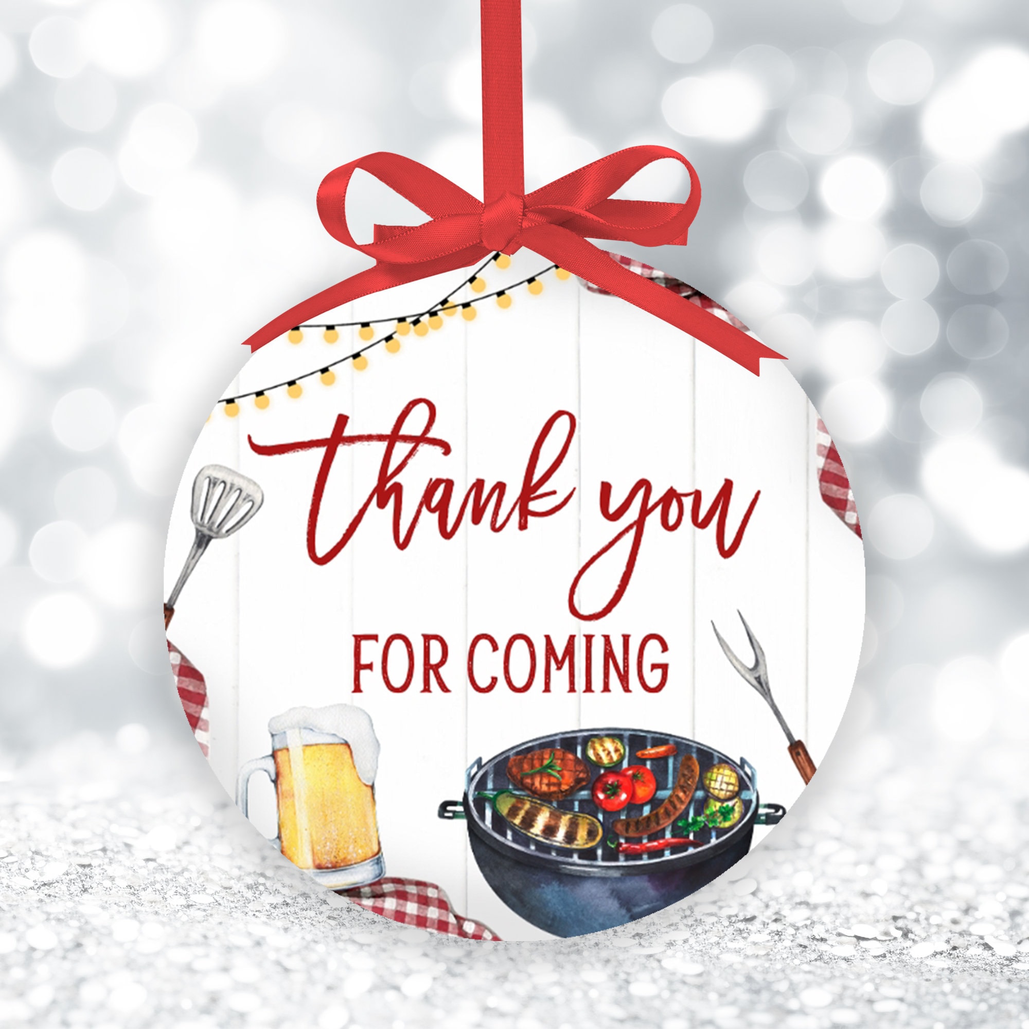 Summer Cookout Thank You Gift Tag, EDITABLE Red Gingham Backyard Party ...