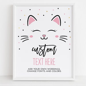 EDITABLE Kitty Cat Birthday Custom Text Sign, Purrfect Party Custom ...