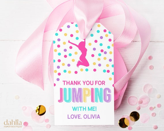 EDITABLE Thank You For Coming Gift Tag, Jump Party Favor Tag, Thank You ...