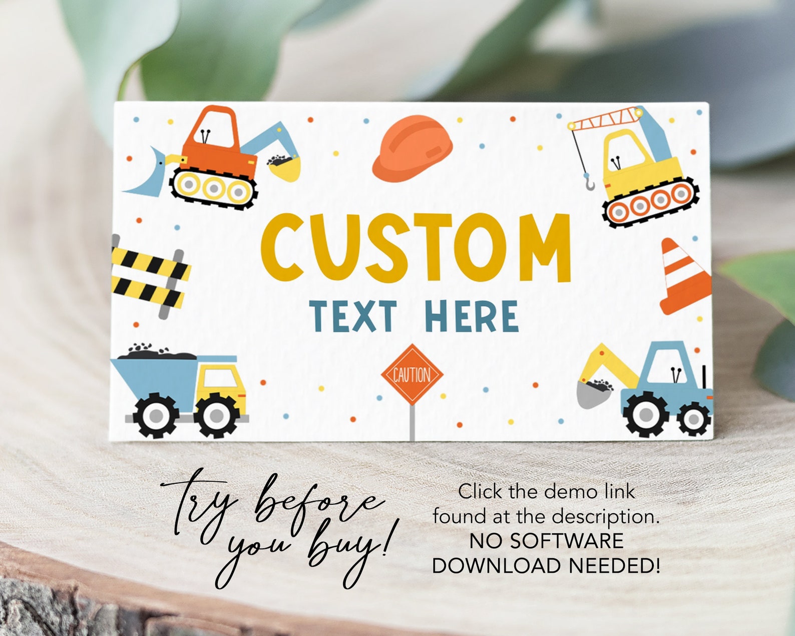 Construction Food Labels Template, Dump Trucks Party Place Card, Any ...