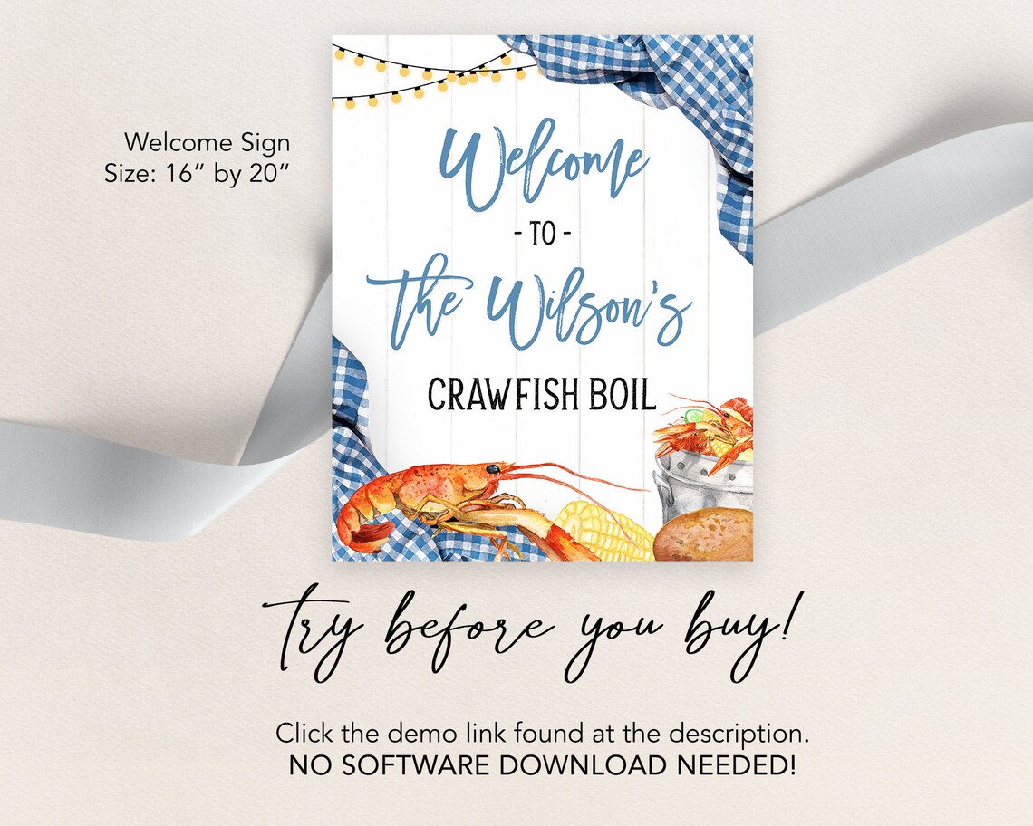 Editable Seafood Boil Welcome Sign, Let the Good Times Boil, Crawfish ...