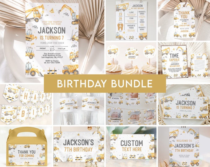 Construction Theme Place Cards - Set of 8 - Construction Site Birthday ...