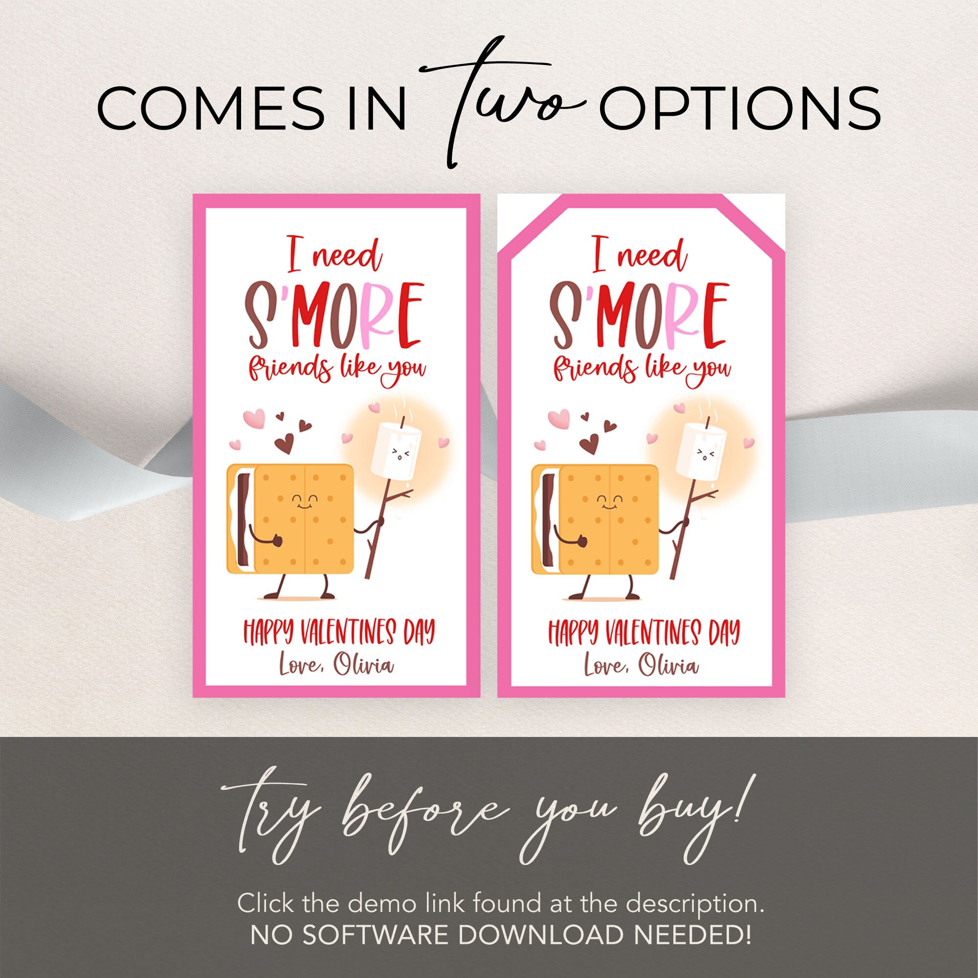 I Need S'more Friends Like You, Editable Smore Valentine Tag Template ...