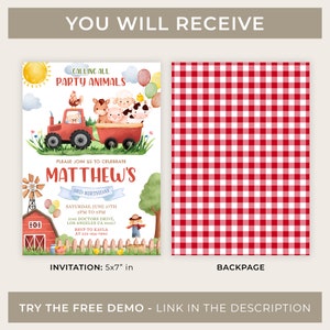 EDITABLE Farm Birthday Invitation, Party Animals Invite Template, Ranch ...