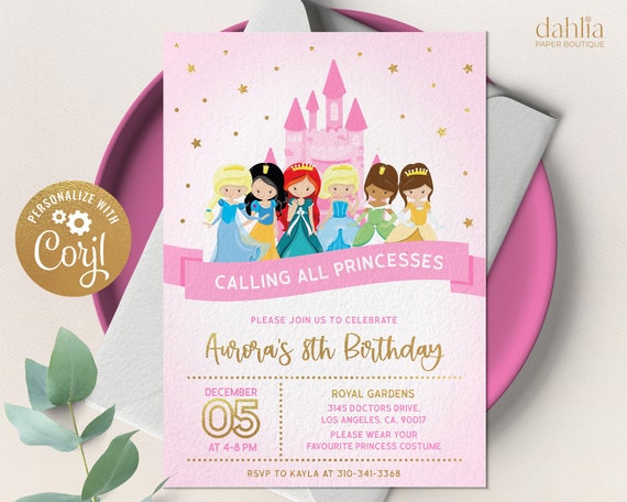 Princess Birthday Invitation EDITABLE Castle Party Invite - Etsy