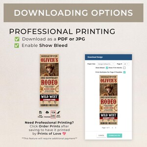 Western Rodeo Birthday Ticket Invitation, Editable Cowboy Ticket Invite ...