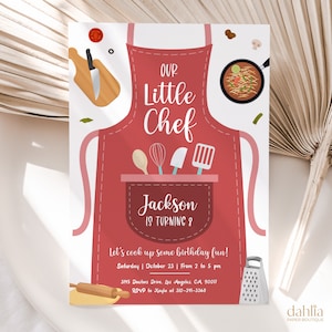 EDITABLE Cooking Birthday Invitation, Red Kitchen Party Invite, Our ...