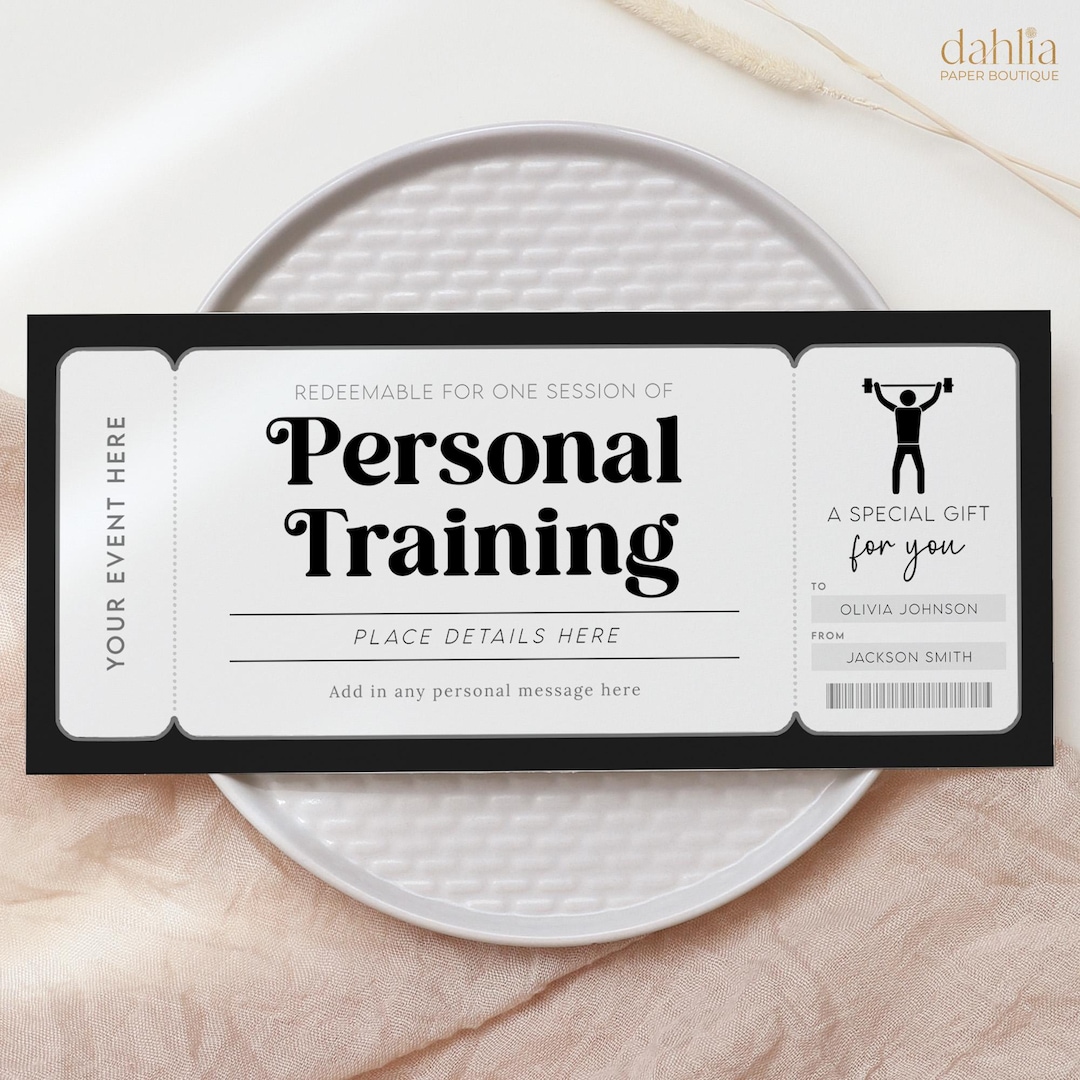 Personal Training Gift Voucher, Private Trainer Certificate EDITABLE ...