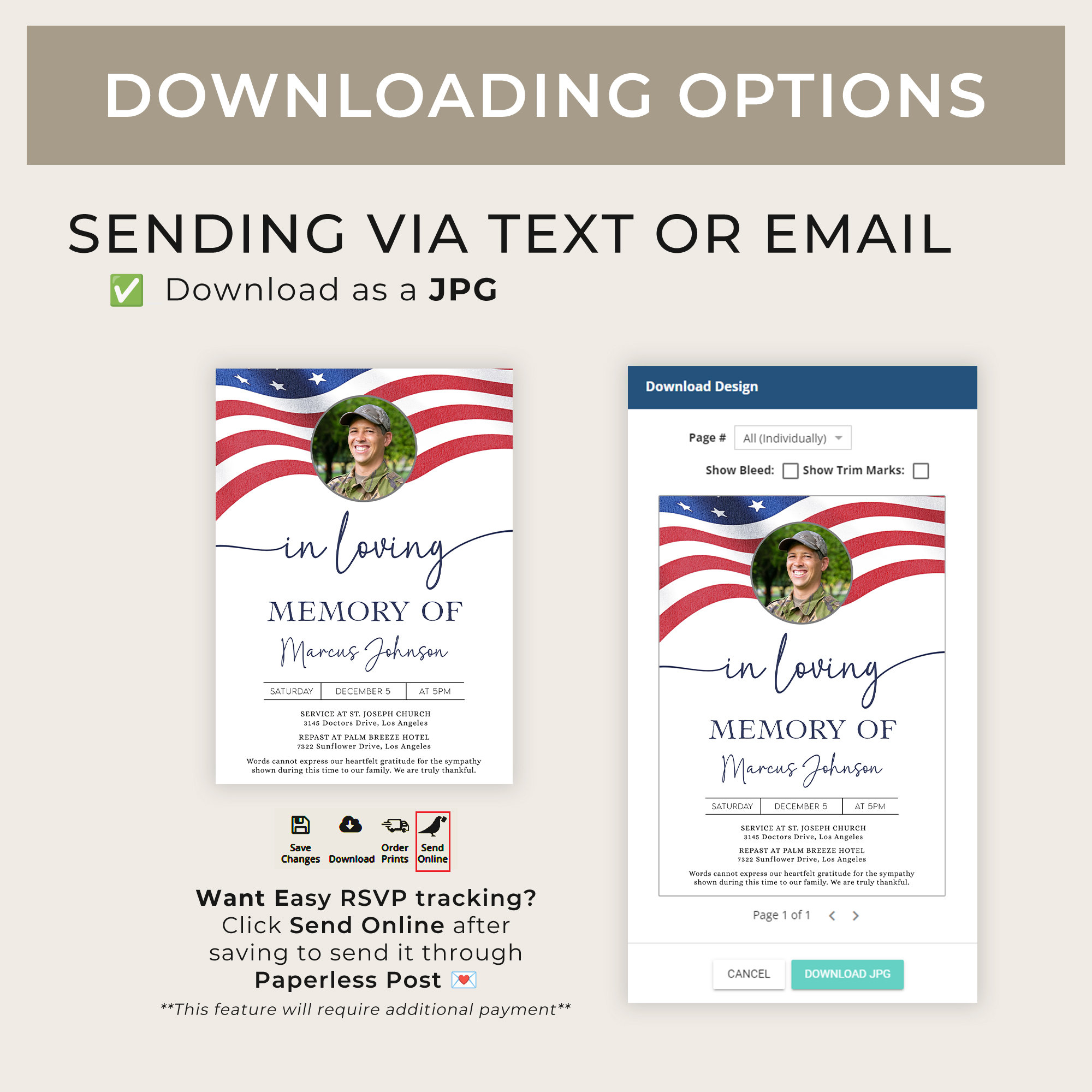 Military Funeral Invitation Template, Editable Navy Funeral ...