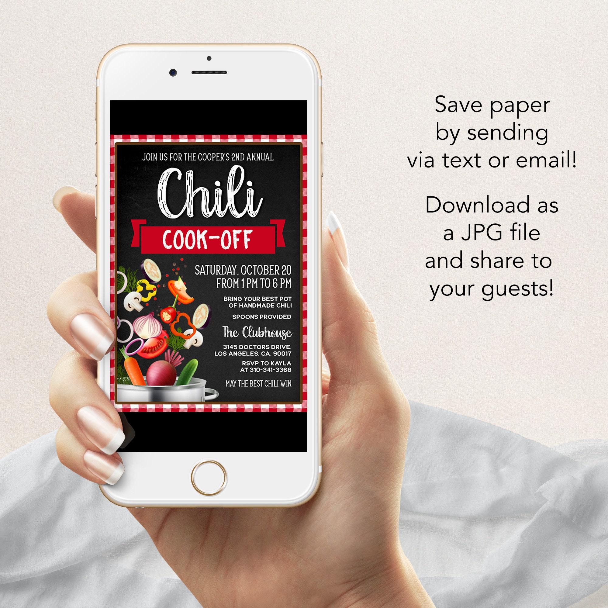 Chili Cookoff Invitation, Editable Chili Tasting Contest Competiton ...