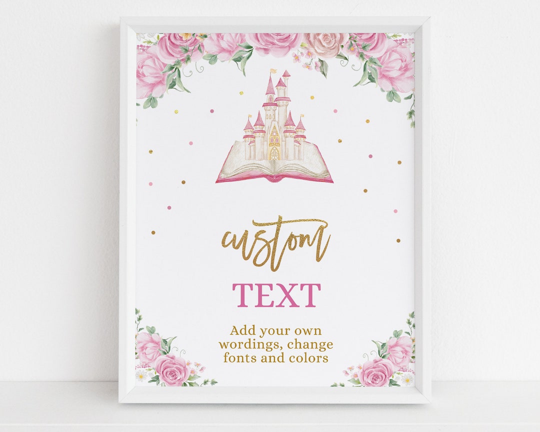 Fairytale Castle Custom Text Sign, EDITABLE Royal Princess Party Decor ...