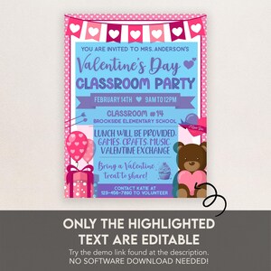 Editable Valentine's Day Classroom Party Flyer, School Dance ...