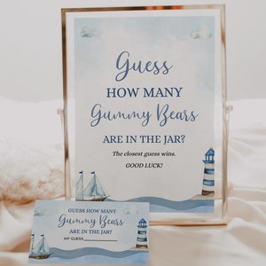 Ahoy It's A Boy Baby Shower Games, EDITABLE Blue Boat Baby Sprinkle ...