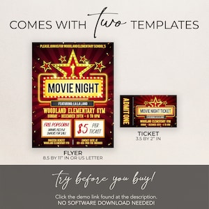 Editable Movie Night Fundraiser Flyer, Afterschool Movie Poster ...