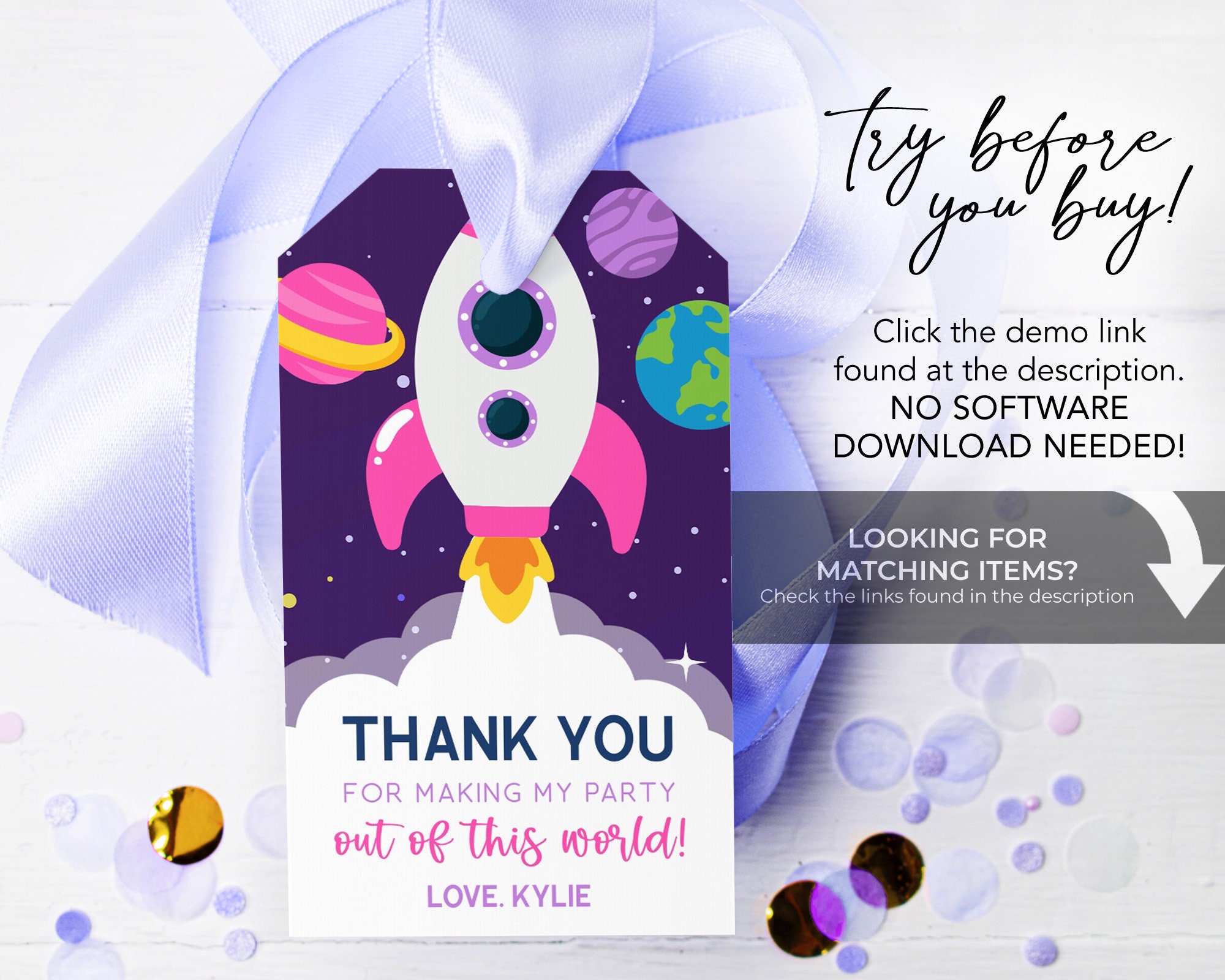 EDITABLE Space Birthday Thank You for Coming Gift Tag Galaxy - Etsy Canada