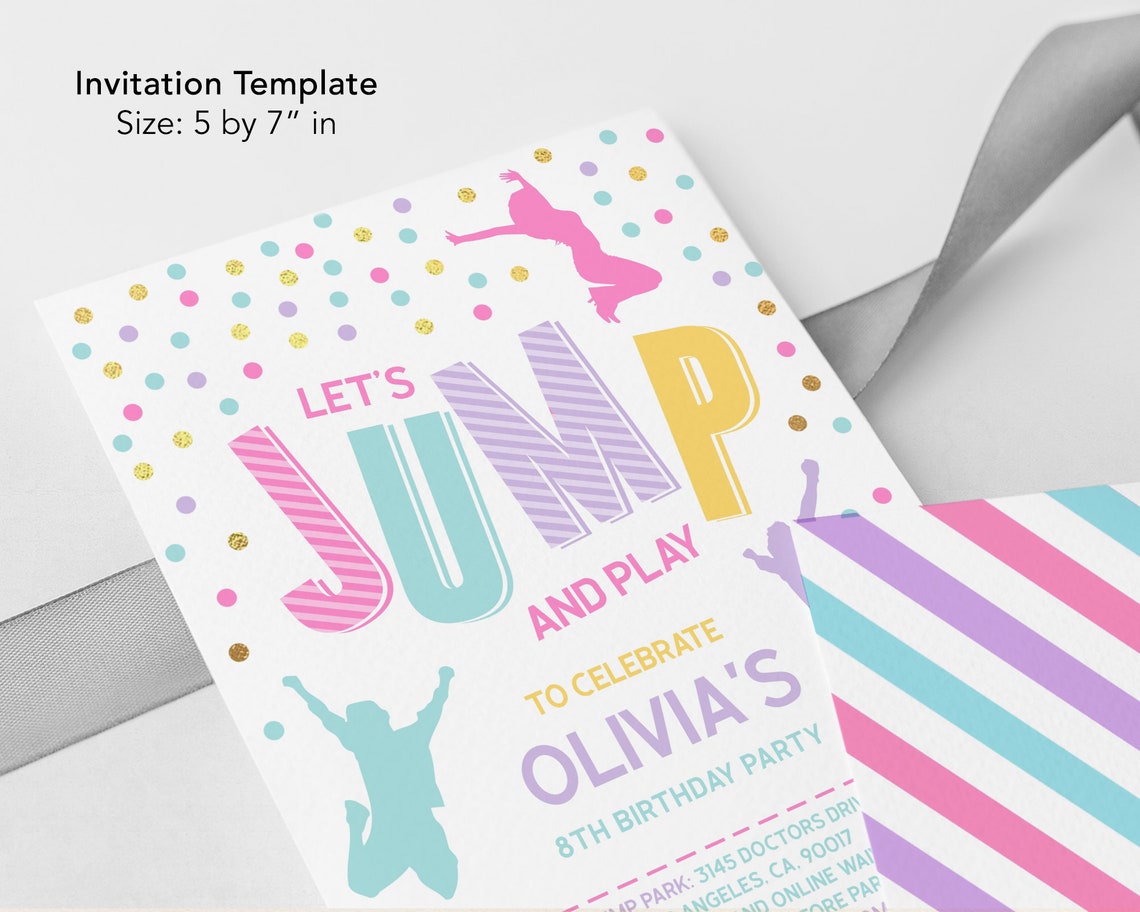 Jump Invitation Editable Jump Birthday Invite Trampoline - Etsy