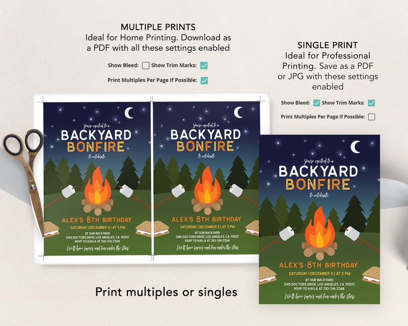 Editable Bonfire Birthday Invitation Template Bonfire Party - Etsy