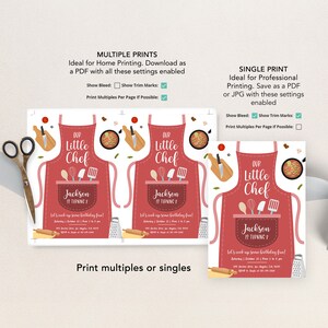 EDITABLE Cooking Birthday Invitation, Red Kitchen Party Invite, Our ...