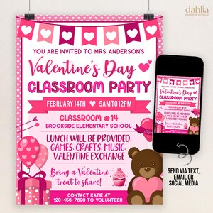 Editable Valentine's Day Classroom Party Flyer, School Dance ...