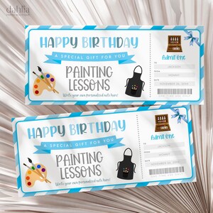 Paint Class Gift Certificate, Painting Art Lessons Ticket Editable ...