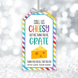 Editable Cheesy Favor Tags, Appreciation Week Gift Tag Template ...