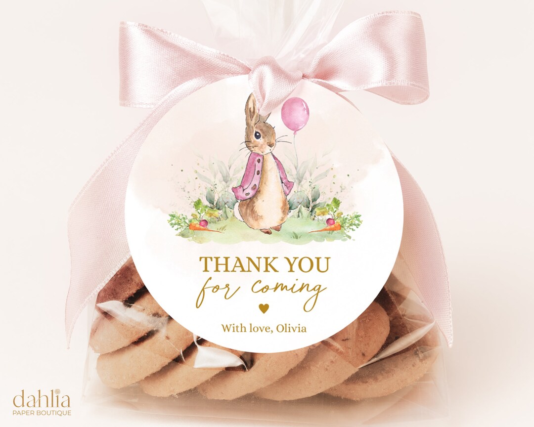 Peter Rabbit Thank You for Coming Gift Tag, EDITABLE Flopsy Bunny Party ...