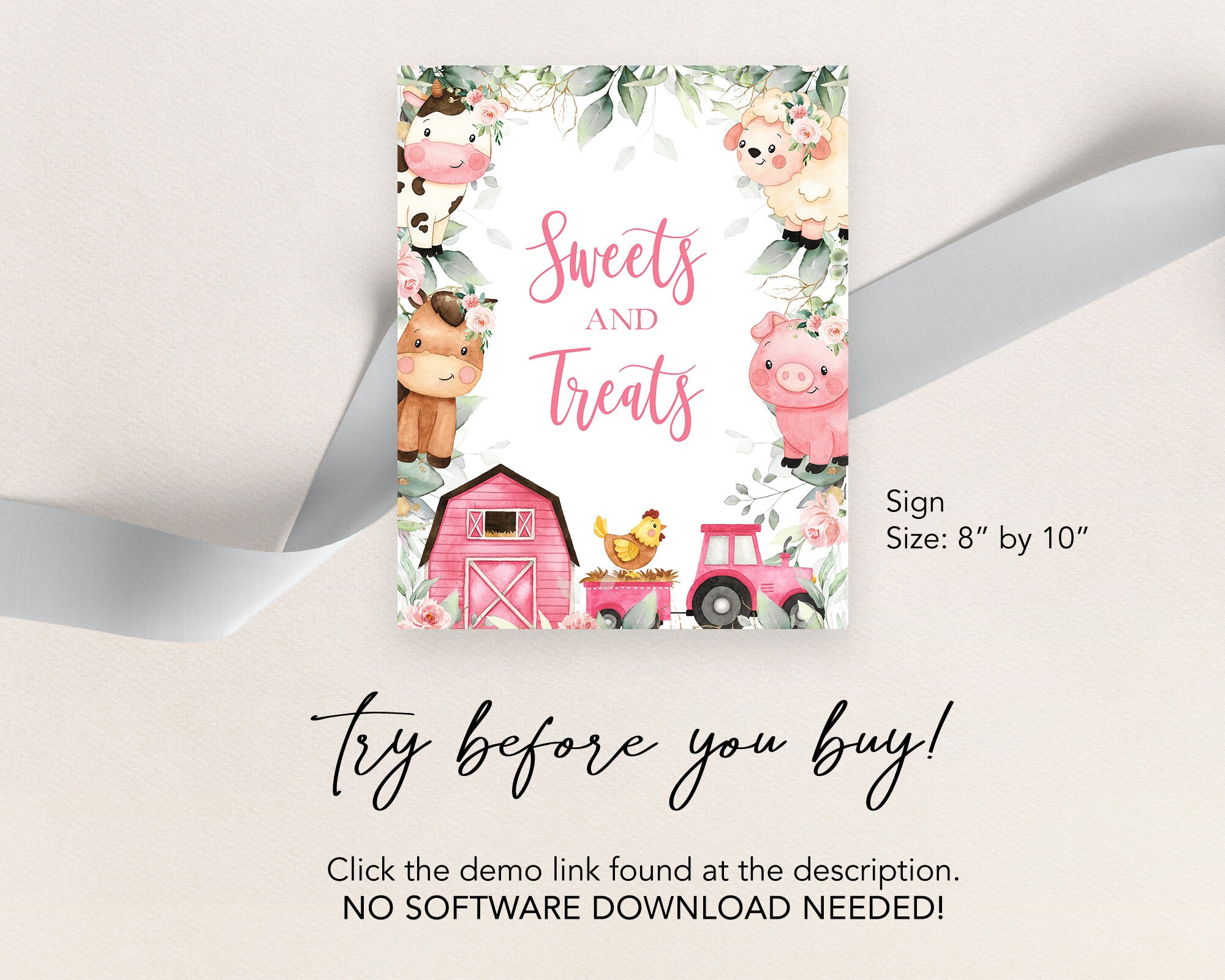 Farm Sweets and Treats Station Sign, EDITABLE Dessert Table Signage ...