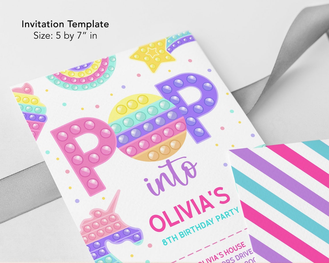 EDITABLE Pop It Birthday Invitation Pop It Party Invitation - Etsy
