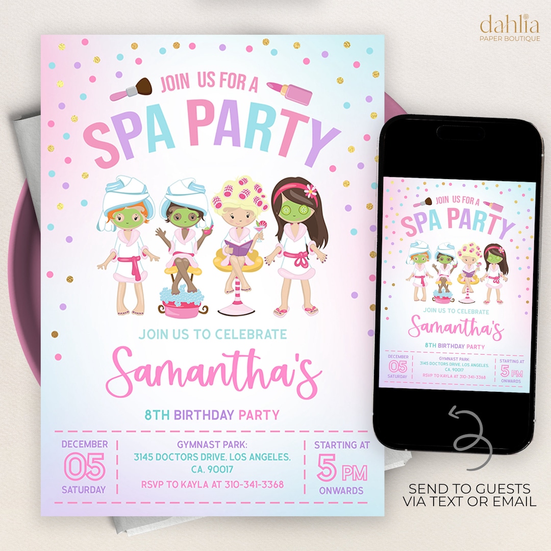 Join Us for A Spa Party Invitation, Editable Pamper Party Invite ...