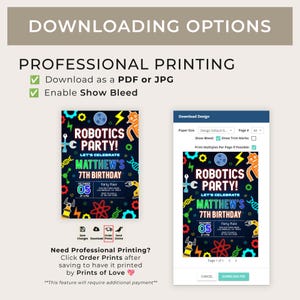 Robotics Birthday Invitation, EDITABLE Robots Party Invite, Boys Neon ...