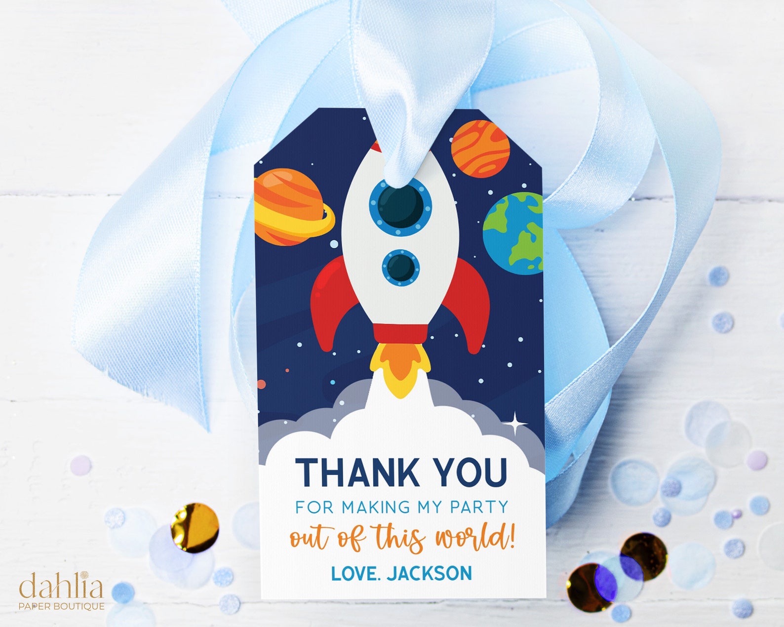 EDITABLE Space Birthday Thank You for Coming Gift Tag, Galaxy Party ...