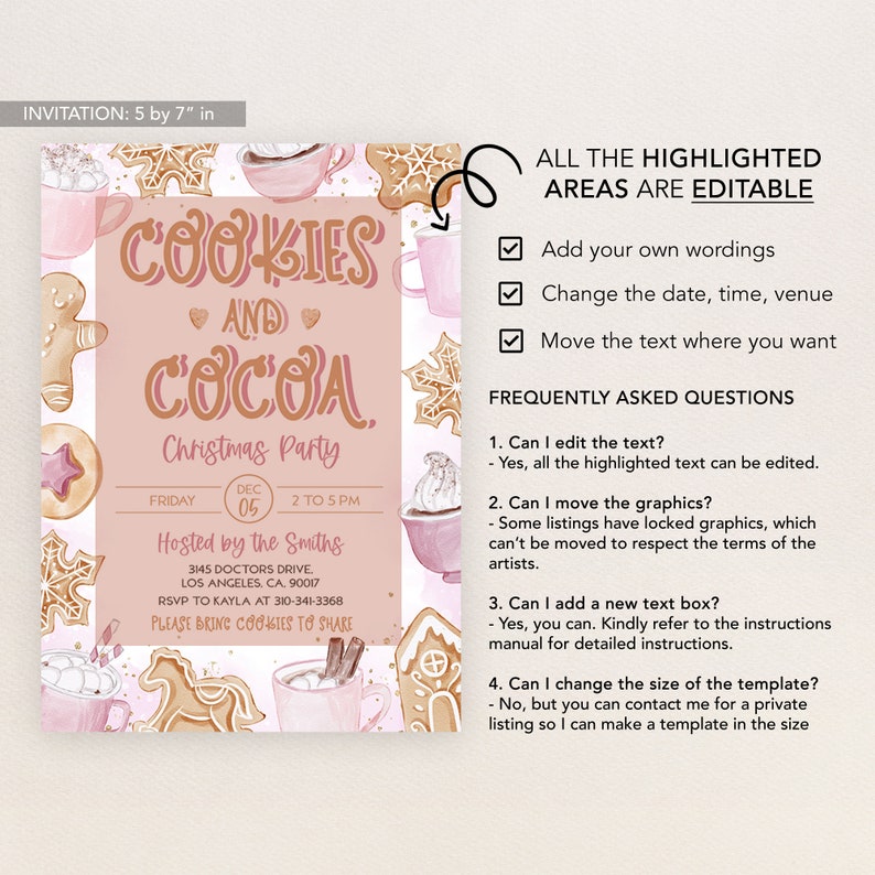 Christmas Cookies and Cocoa Invitation, Editable Cookie Exchange Party ...