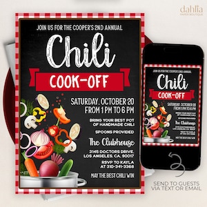 Chili Cookoff Invitation, Editable Chili Tasting Contest Competiton ...