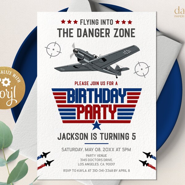 Fighter Jet Party Invitation - Etsy Canada