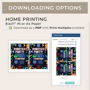 Robotics Birthday Invitation, EDITABLE Robots Party Invite, Boys Neon ...