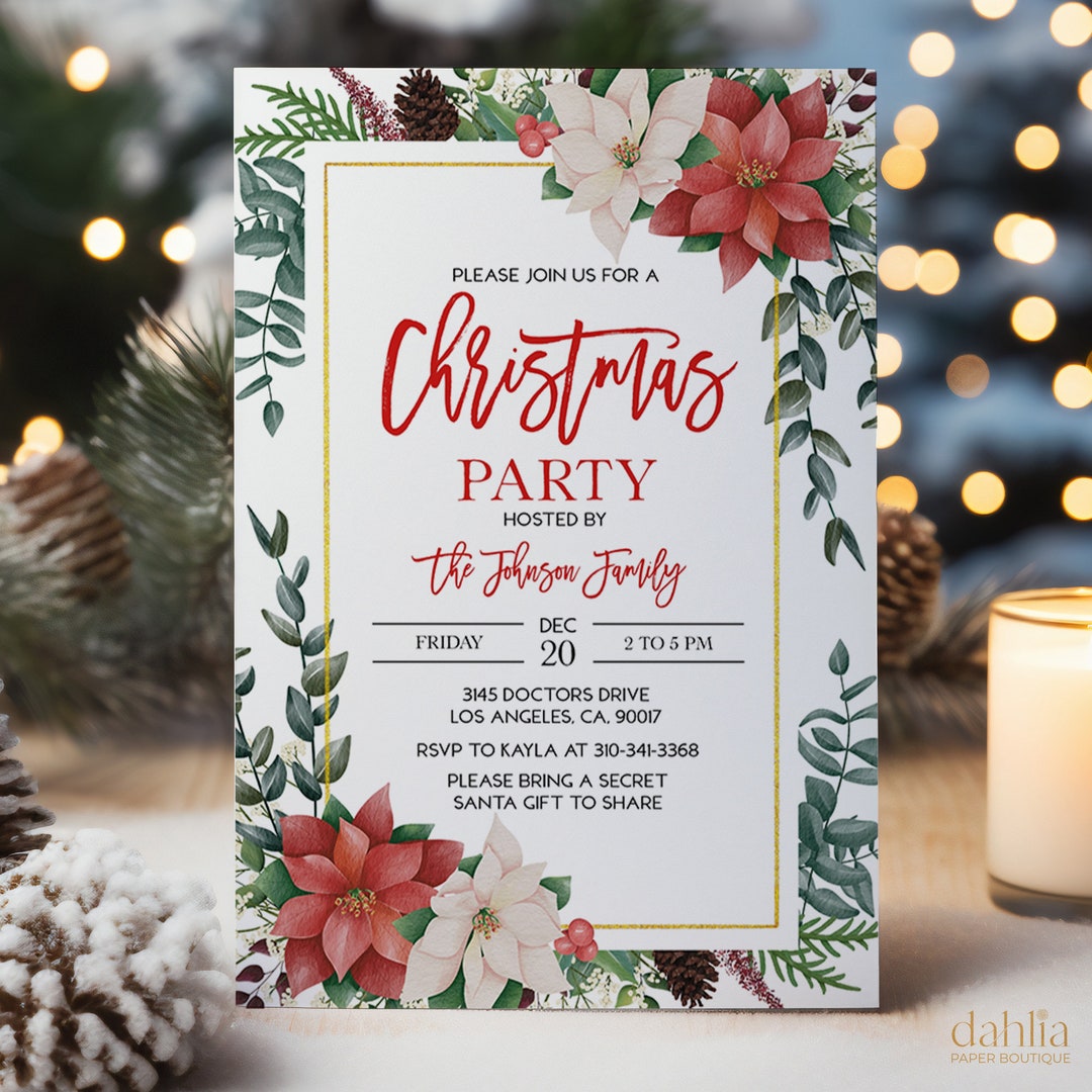 Christmas Party Invitation Template, Christmas Party Invite, Christmas ...