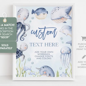 Under the Sea Birthday Backdrop, EDITABLE Ocean Animals Party Banner ...