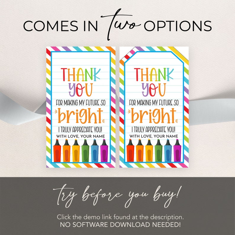 Thank You for Making My Future so Bright Gift Tag, Appreciation Week ...