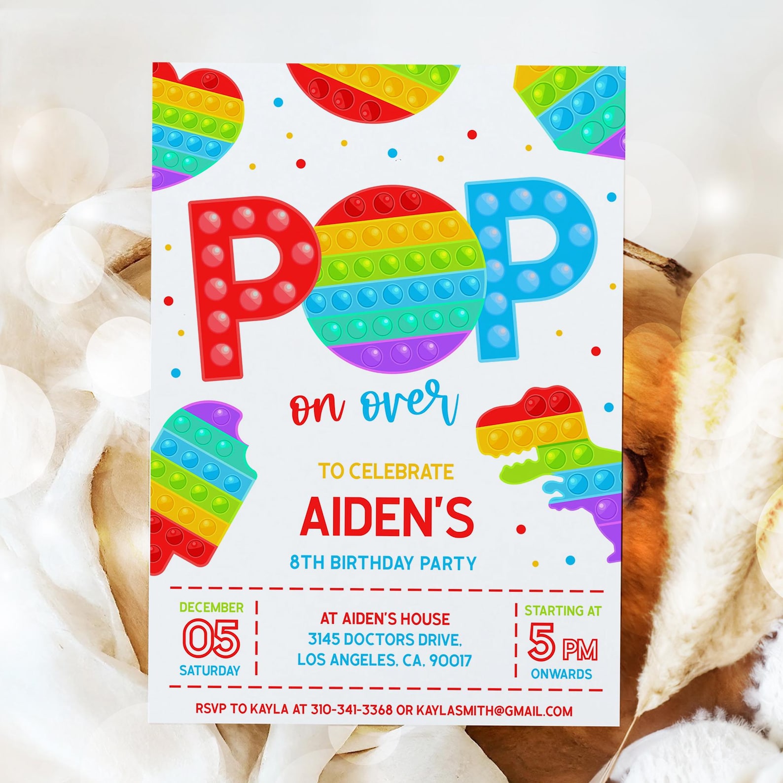 EDITABLE Pop It Birthday Invitation, Pop It Party Invitation Template ...