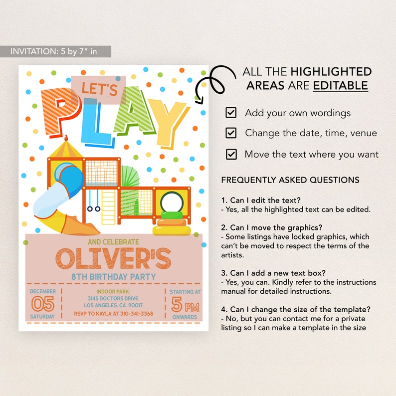 Playground Birthday Invitation, EDITABLE Jungle Gym Party Invite ...